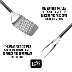 Grill Tools Set - BBQ Grill Utensils - Barbecue Grill Accessories with Tongs, Spatula, Fork, Brush - High-Grade Stainless Grilling Tool Kit - Dad Grill Set Gifts for Men - Dishwasher Safe