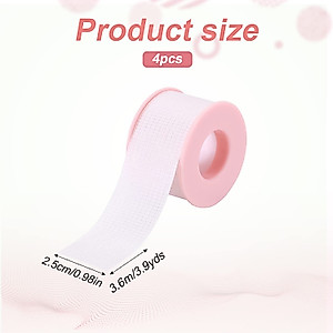 4pcs Eyelash Tapes, Reusable Silicone Non-Woven Fabric Lash Tape Eyelash Tape Breathable (Pink, 0.98 inch x 3.9 Yards)