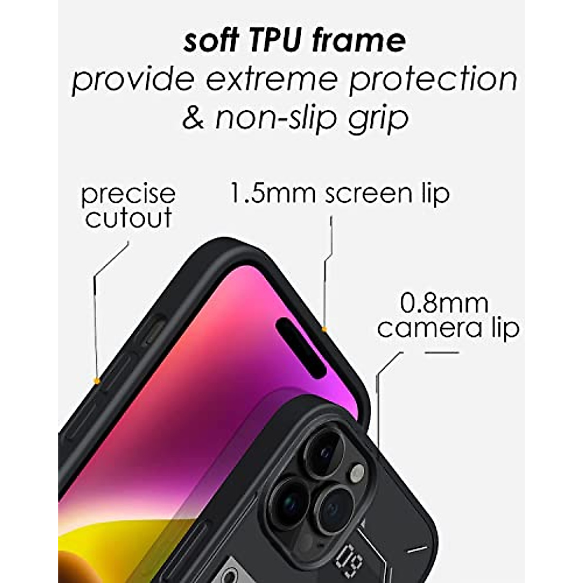 Aulumu A15 for Magnetic iPhone 14 Pro Case, Compatible with MagSafe, Hard Shell, Semitranslucent Matte Cover, Anti-Fingerprint, Slim Soft TPU Frame, 6.1 inch, Black