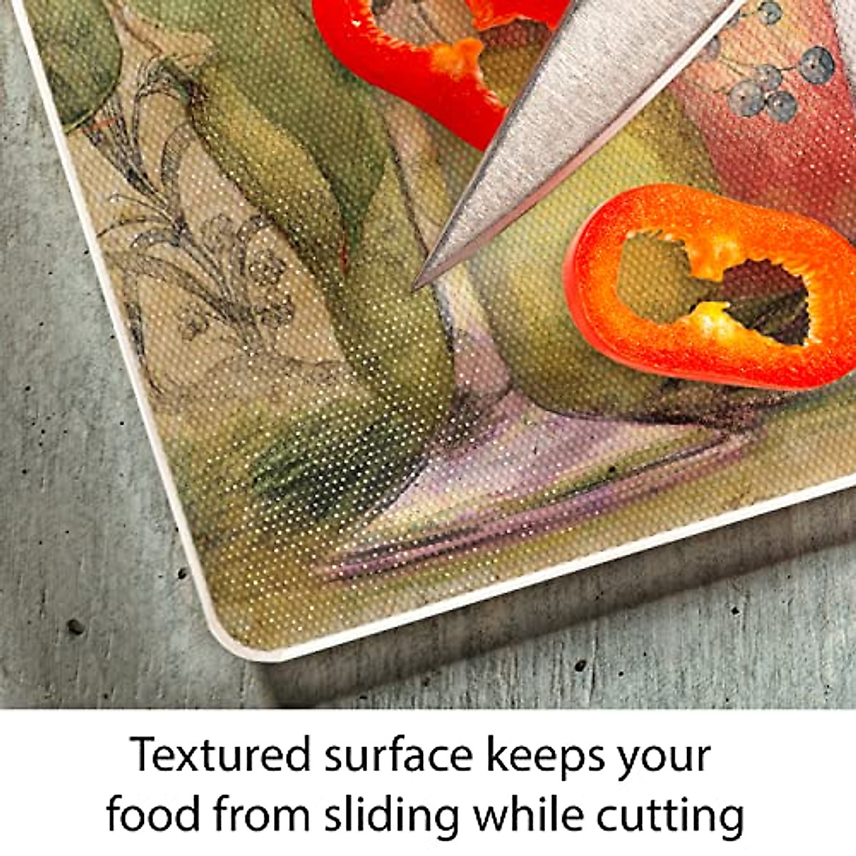 CounterArt Wine Country Decorative 3mm Heat Tolerant Tempered Glass Cutting Board 15" x 12" Made in the USA Dishwasher Safe