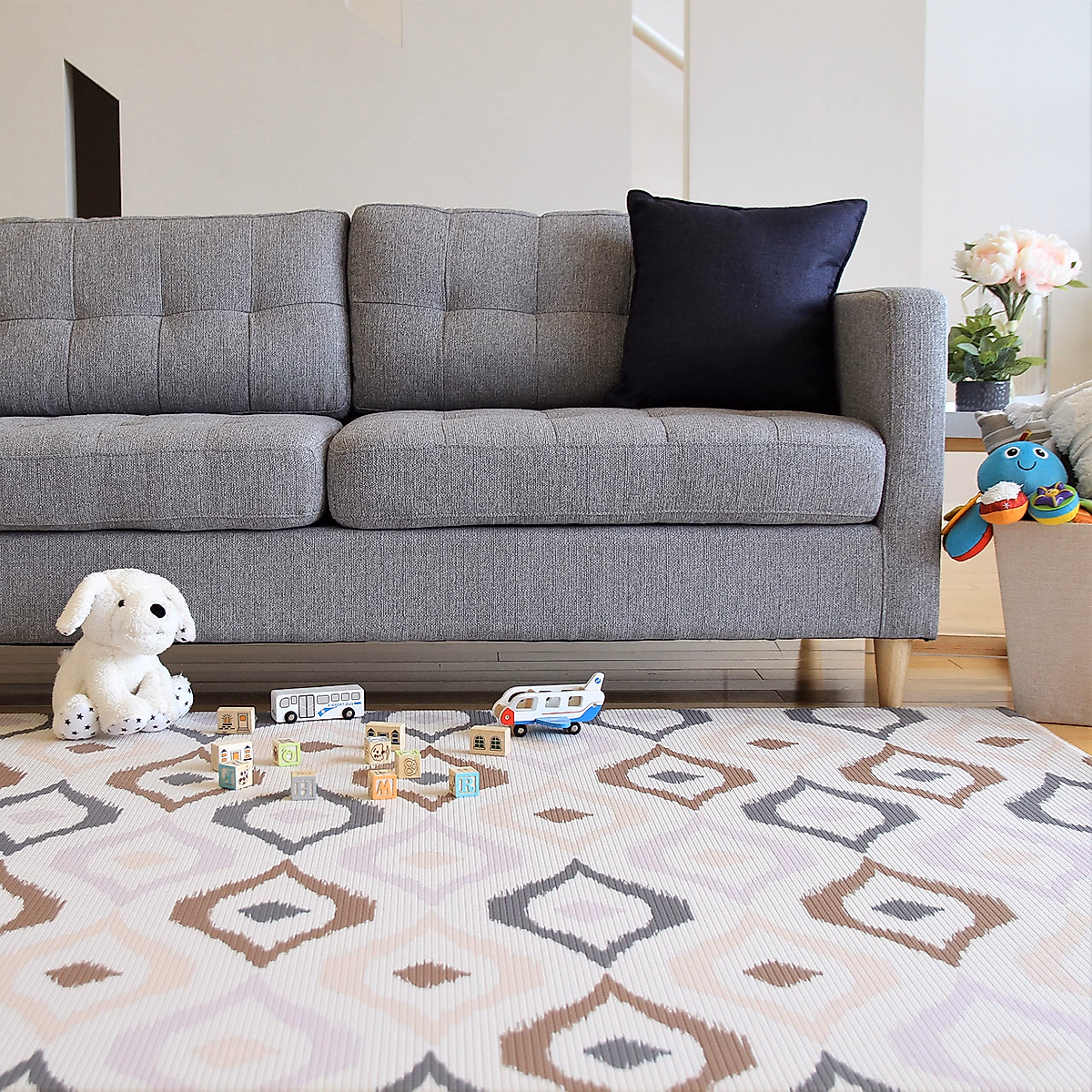 Cushmat Stylish Reversible Foam Play Mat (Large, Luxe Lite - Royal Blue Star) - Soft, Waterproof, Durable Play mat for Infants, Babies, Toddler, Kids & Grownup - 6.5ft x 4.5ft