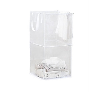 Folding Laundry Basket Organizer Dirty Clothes Bathroom Clothes Mesh Storage Bag Household Wall Hanging Basket Frame(White,Large)