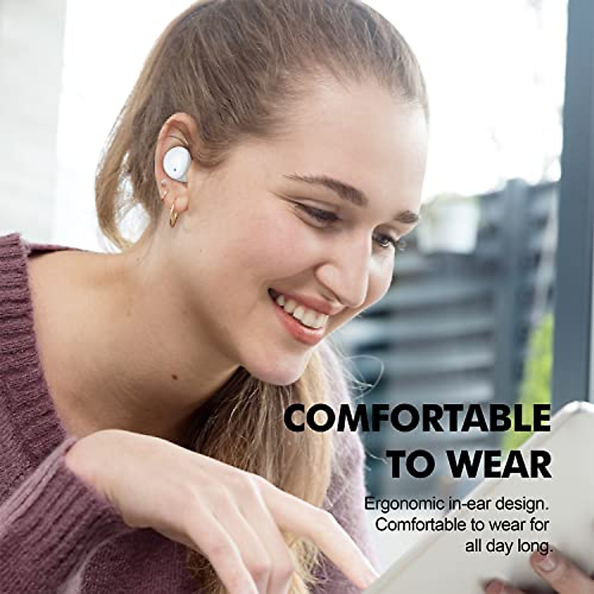 XTREMTEC True Wireless Earbuds Bluetooth Earbuds Noise Cancelling Bluetooth Headphones for iPhone/Android Small Earbuds with Mic Waterproof Cordless in-Ear Earphones Deep Bass Sound Headsets (White)