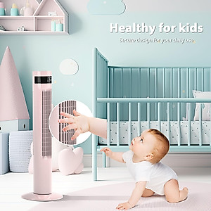 Antarctic Star Tower Fan Portable Electric Oscillating Fan Quiet Cooling Remote Control Standing Bladeless Floor Fans 3 Speeds Wind Modes Timer Bedroom Office(36 inch, Pink)