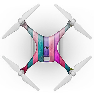 Design Skinz Design Skinz Vibrant Neon Colored Wood Strips Full-Body Wrap Decal Skin-Kit Compatible with The Drone DJI Phantom 2