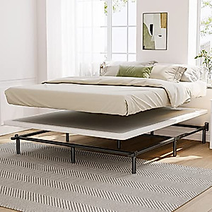 ZIYOO California King Bed Frame, 9 Legs Heavy Duty Bed Base for Box Spring and Mattress, 7 Inch Low to Ground, Non-Slip, Noise-Free, Easy Assembly, Black