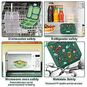 wiwens Bento Lunch Box for Kids, 35oz Leak-Proof 5 Compartment Lunch Container, BPA-Free, Food-Safe Materials, Ideal Portion Sizes for Ages 3-12 Girls Boys Toddlers for School