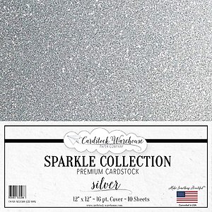 Cardstock Warehouse Sparkle Silver Glitter - 12 x 12" - 16 Pt. / 280 Gsm Premium Cardstock Paper - 10 Sheets