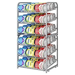AIYAKA 3 Tier Stackable Can Rack Organizer,for food storage,kitchen cabinets or countertops,Storage for 36 cans,2-piece,silver
