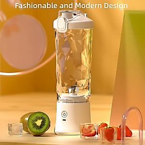 Portable Blender, Personal Blender for Shakes and Smoothies, Mini Blender 20 Oz with 6 Blades (Black)