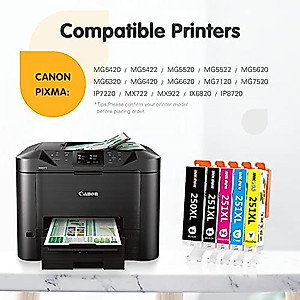 INKFUN Canon 250 XL 251 XL 250XL Compatible Ink Cartridges Replacement for PGI-250XL CLI-251XL with Canon PIXMA MX922 MG5420 MG5520 MG6320 Printer 15 Pack (3 Black,3 PGBK,3 Cyan, 3 Magenta,3 Yellow)