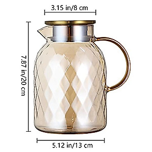 shenlan Glass Pitcher with Lid and Spout [60 oz],Borosilicate Glass Kettle,for Ice/hot Tea Maker,Beverage,Hot/Cold Coffee,milk and Juice Carafe