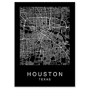 Custom Map Wall Art Print Poster 3 Pieces City Map Street Black & White
