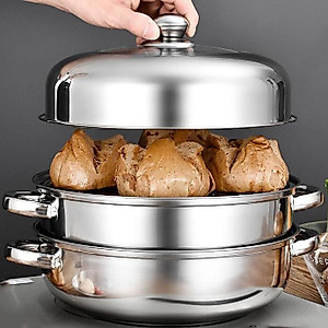 Thickened Stainless Steel Steamer -layer Ear Soup Steamer Steaming and Cooking -purpose Pot