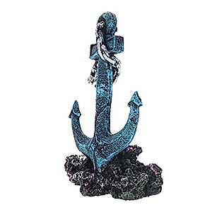 Aquarium Anchor Decoration Resin Fish Tank Decorations Hideaway Reptile Decor for Betta Fish Shrimp Cichlid Fish Tank Supplies Accessories Assorted Color, 15x10cm