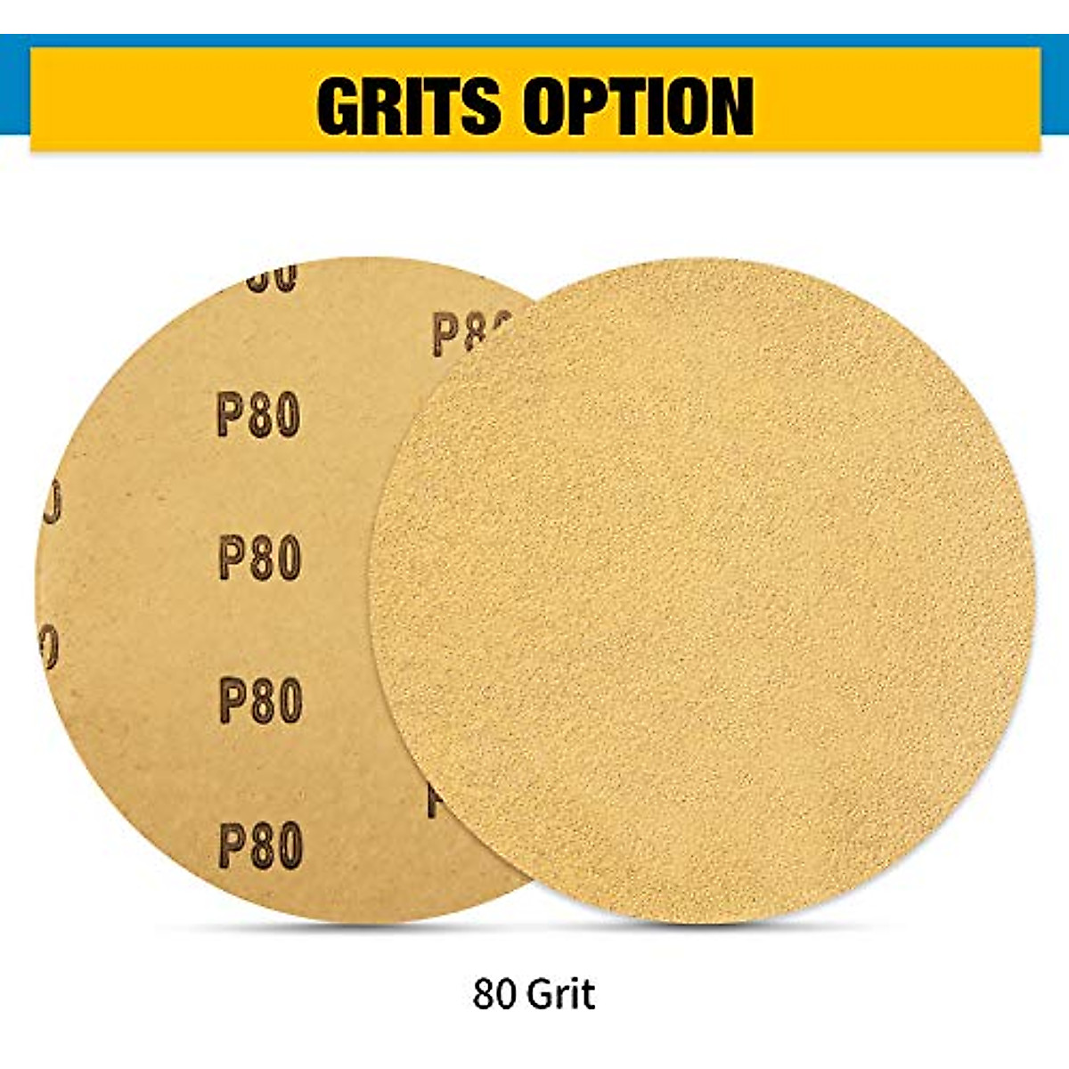 S SATC 100 PCS PSA Sanding Discs 6 Inch Adhesive Backed Sandpaper 80 Grit Sander Attachment for Drill Self Stick Aluminum Oxide Round Automotive Sandpaper with Sticky Back