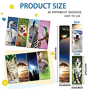 60 Pieces Cool Kids Magnetic Bookmarks Set for Kids Cute Animal Book Marks Space Galaxy Magnetic Bookmarks Cute Cat Bookmarks Cute Dog Bookmarks for Book Lovers Book Club Classroom Gifts for Students