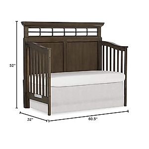 Evolur Empire 5-in 1 Convertible Crib with Metal Elements in Distressed Timber, Free Mattress