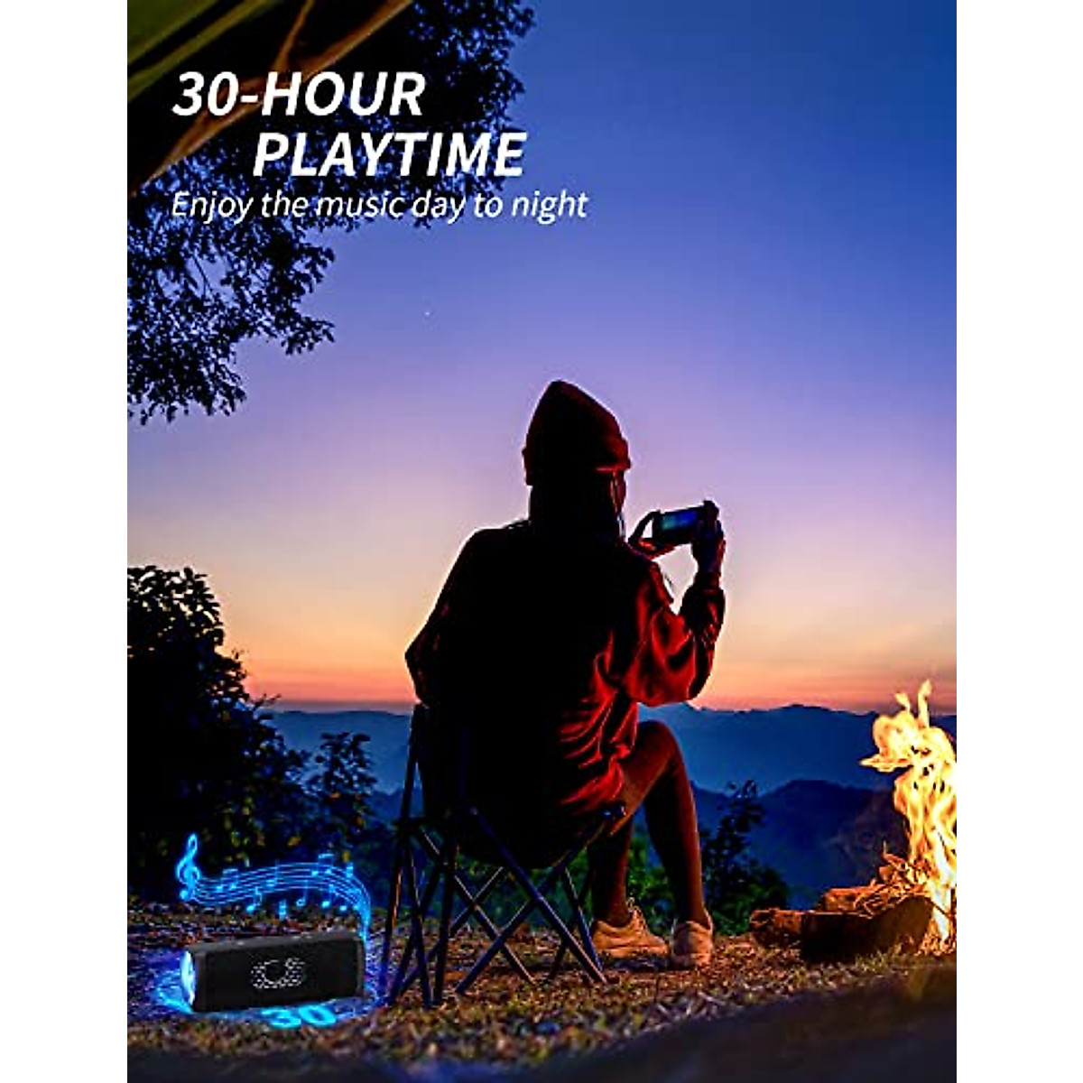 Ortizan M9 Extra BASS Wireless Bluetooth Portable Speaker, Powerful IPX7 Waterproof Outdoor Bluetooth Speaker, 30 Hours Battery, Dynamic LED Light, Wireless Stereo Pairing for Home, Party, Travel