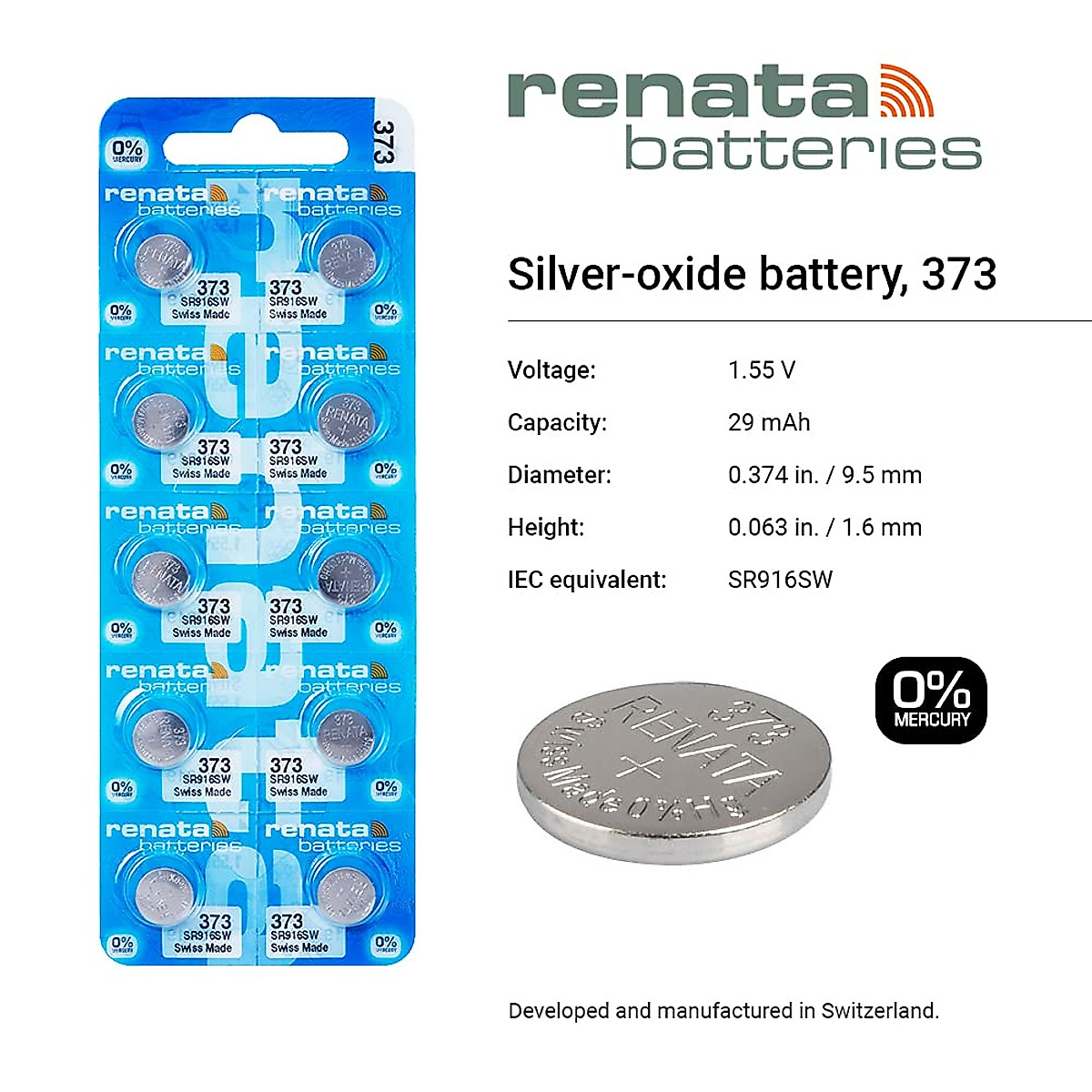 #373 Renata Watch Batteries 3Pcs