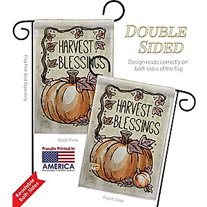 Breeze Decor Harvest Blessings Garden House Flags Set Falltime Autumn Scarecrow Pumkins Sunflower Leaves Season Autumntime Gathering Small Decorative Gift Yard Banner Double-Sided Made in USA 28 X 40