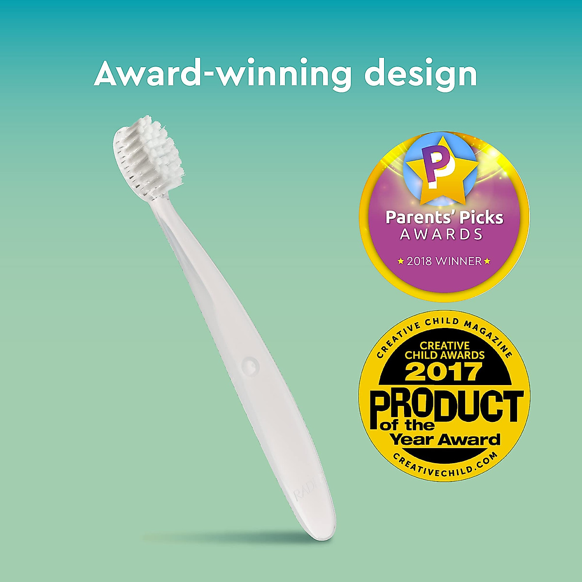 RADIUS Children's Toothbrush Pure Brush Ultra Soft BPA Free ADA Accepted Designed for Delicate Teeth for Kids 6 Months and Up - Clear - Pack of 1