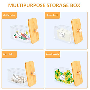 ASMALAM 3 Pack Laundry Room Organization Storage Containers Acrylic Jars and Dryer Sheet Container with Lids and Labels for Laundry Detergent Laundry Pods Containers Dry Sheet Organizing