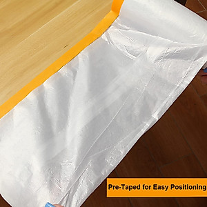 AConnet Pre-Taped Masking Film 13ft x 130ft Painters Plastic Sheeting Roll, Clear Plastic Sheeting Cover Plastic Drop Cloths for Painting, Automotive Appliance (2 Rolls, 65ft Per Roll)