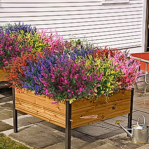 ArtBloom 8 Bundles Outdoor Artificial Lavender Fake Flowers UV Resistant Shrubs, Faux Plastic Greenery for Indoor Outside Hanging Plants Garden Porch Window Box Home Wedding Farmhouse Decor (Purple)