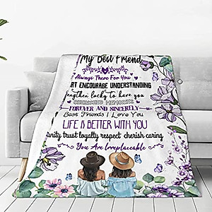 Best Friend Bestie Birthday Gifts Throw Blanket Women Bestie Sister Teen Girls Long Distance Friendship Gift Christmas or Birthday 60"x50"