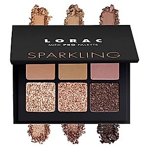 LORAC Mini PRO Matte & Glitter Eyeshadow Palette, Sparkling | Luxuary Makeup Pallete | Metallic Colors | Cruelty Free, Gluten Free, Vegan