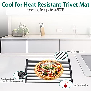 Roll Up Dish Drying Rack, 20.4’’ x 14.1’’ Over The Sink Multipurpose Roll Up Dish Rack Kitchen Portable Roll Up Sink Drying Rack, Anti-Slip Silicone Rolling Dish Drainer for Kitchen Counter