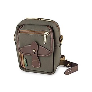 Billingham Compact Stowaway Camera/Travel Pouch (Sage FibreNyte/Chocolate Leather)