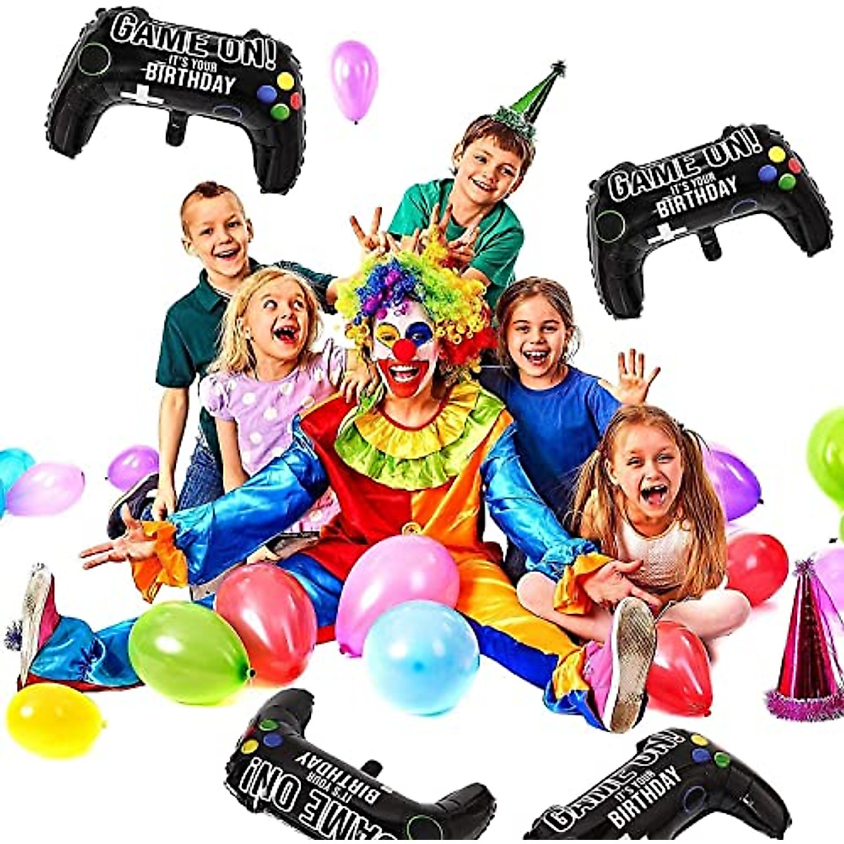4 Packs Video Game Party Balloon Gamer Balloons 23.6 x 15.7 Inch Game on Balloons Video Game Controller Aluminum Foil Balloon for Gaming Birthday Party Decoration