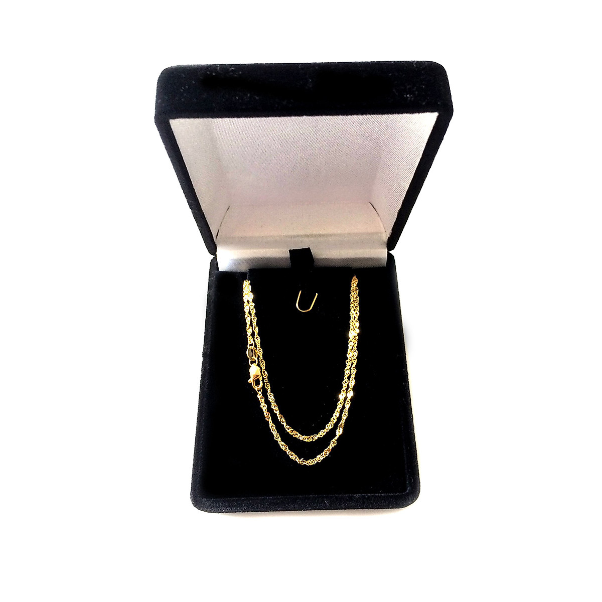 Jewelry Affairs 14k Yellow Real Gold Singapore Chain Necklace, 1.5mm, 18"