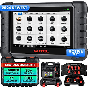 Autel MaxiDAS DS808 KIT: 2024 Classic Full System Bidirectional & Functional Tests Scan Tool, w/ $200-Valued Adaptors, Upgrade of DS708 ECU Coding as MaxiSYS MS906 31+ Service Support AutoAuth MV108S