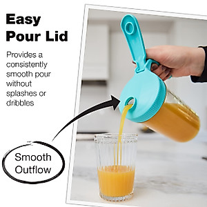 Masontops Multi Top Pitcher Set - Glass Pitcher With Lid & Spout - Elegant Sun Tea Jar - Cold Brew Mason Jar With Handle - 2 X 24 Ounce Wide Mouth Iced Coffee Bottle - Liquid & Food Storage Container