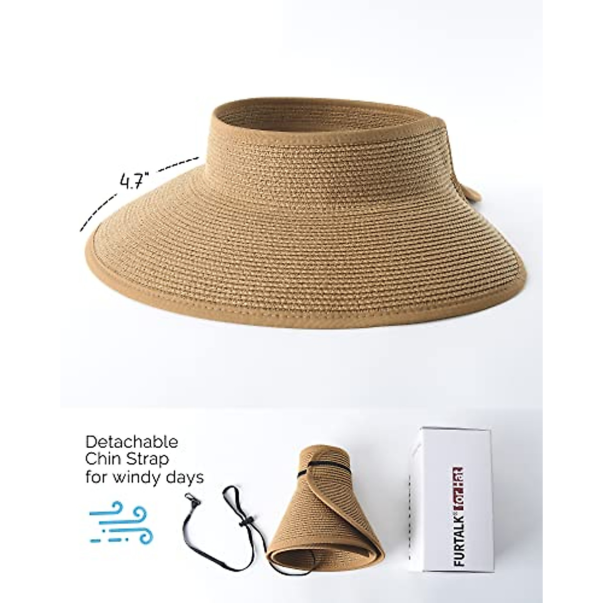 FURTALK Women's Visor, 01-Pure Khaki, Medium