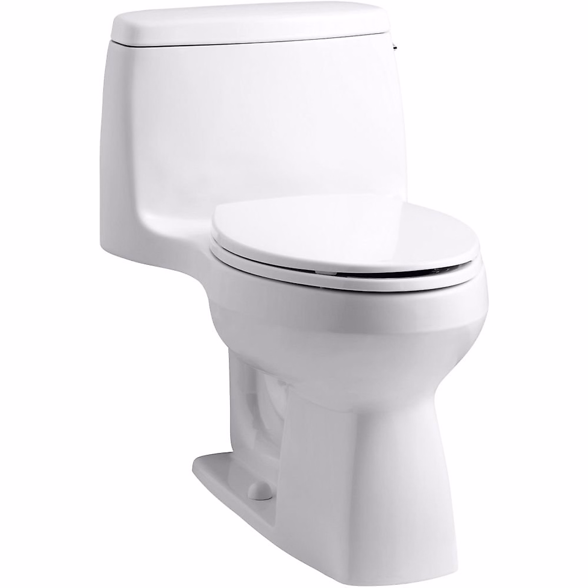 KOHLER 3810-RA-0 Santa Rosa One-Piece Compact Elongated Toilet, Comfort Height, Chair Height High-Efficiency Toilet, 1.28 GPF, White