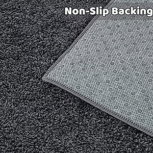 GlowSol Solid Shaggy Rug 5x8 Plush Area Rug for Bedroom Non Slip High Pile Indoor Carpet Dark Grey Rug Modern Fluffy Area Rug for Living Room Kids Room Nursery Home Office