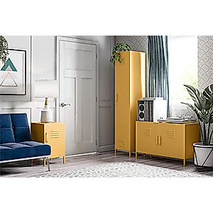 Novogratz Cache 2 Door Metal Locker Storage, Yellow Cabinet