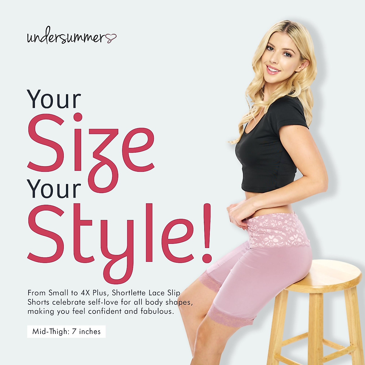 Undersummers Lace Slip Shorts, Shortlette Slip Shorts for Women Under Dress, Thigh Anti Chafing Shorts Women with Full Coverage (XL, Beige)