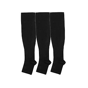 Padaleks Women’s Open Toe Calf-High Socks, 2 Pairs, Compression Socks for Women and Men, Stockings for Runners, Nurse, Plantar Fasciitis, Hiking, Athletic