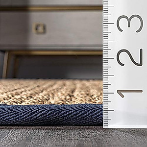 nuLOOM Hesse Checker Weave Seagrass Area Rug, 8' x 10', Navy