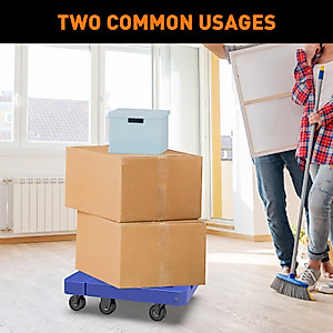 Ronlap Folding Hand Truck, Foldable Moving Dolly Cart with Wheels 500lbs Heavy Duty Luggage Cart Portable Hand Cart Collapsible Dolly with 6 Wheels & 2 Ropes for Airplane Travel House Moving, Blue