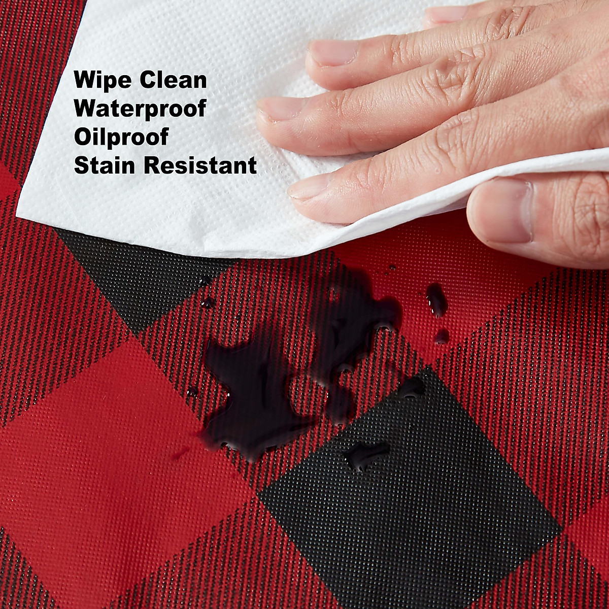 Newbridge Holiday Red and Black Buffalo Plaid Christmas Print Vinyl Flannel Backed Tablecloth, Country Rustic Red Black Cottage Check Xmas Wipe Clean Tablecloth, 60 Inch x 84 Inch Oblong/Rectangle