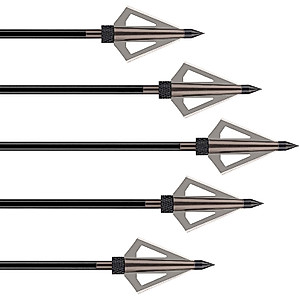 ONE250 12 Pack 125 Grain Fixed Three Blade Archery Broadheads, Hunting Screw-in Arrow Tips Compatible with Crossbow and Compound Bow (Brown)