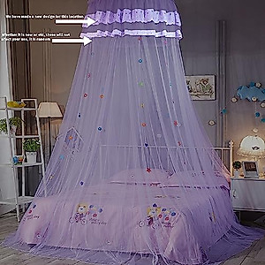 RIRC Canopy Bed for Girls Dome Mosquito Net for Bed Pink Bed Tent Twin Bed Canopy Curtains Mosquito Netting Game Reading Princess Canopy for Girls Bed (Purple)
