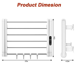 Keltne Heated Towel Rack for Bathroom, 17" x 4.3" x 13", Electric Towel Warmer Rack Wall Mounted or Adhesive, Timer and Temperature Control Drying Towel Rack Holder for Bath
