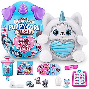 Rainbocorns Puppycorn Rescue (Husky) by ZURU, Collectible Plush, Stuffed Animal Girl Toys, Surprise Egg, Stickers, Syringe Slime, Ages 3+ for Girls, Children, 9.06 x 7.87 x 11.02 inches